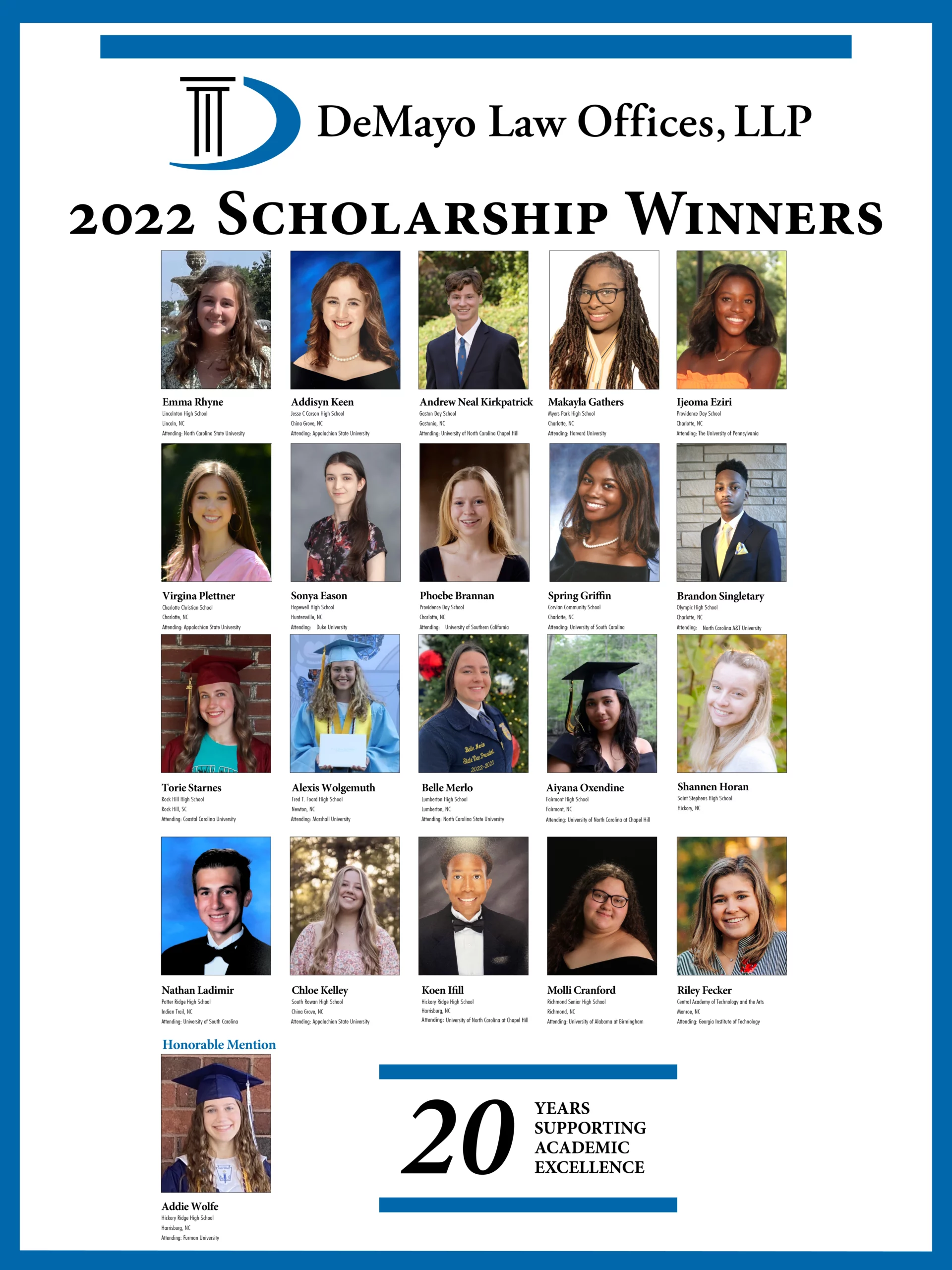 2022 Michael A. DeMayo Scholarship Program - DeMayo Law Offices